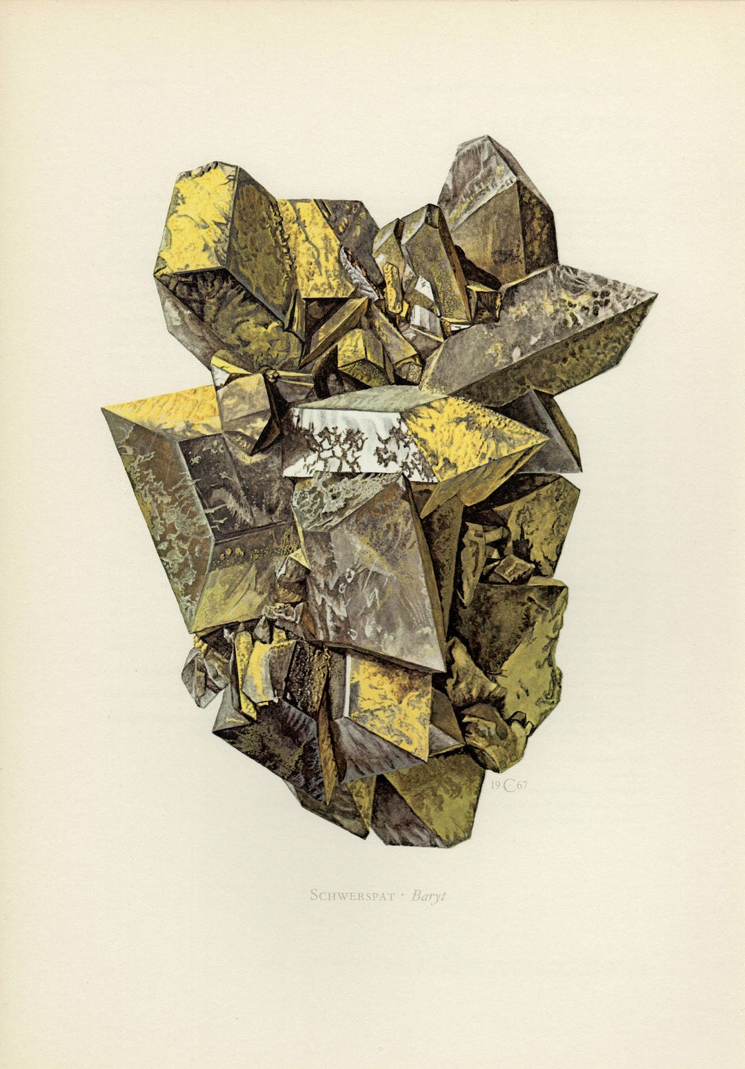 Barita (BARYTE) - Mineral - Litografia vintage de 1967 - Etsy Portugal
