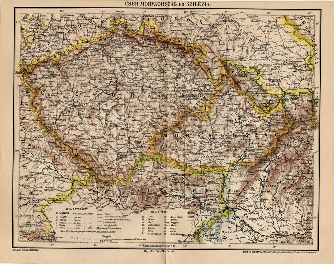 BOHEMIA MORAVIA SILESIA Antique Map From 1893 - Etsy UK