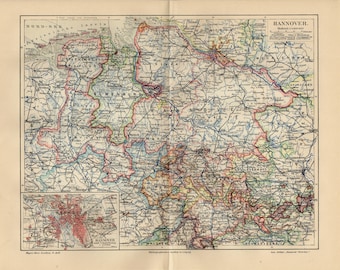 Antique Map Hanover - Etsy