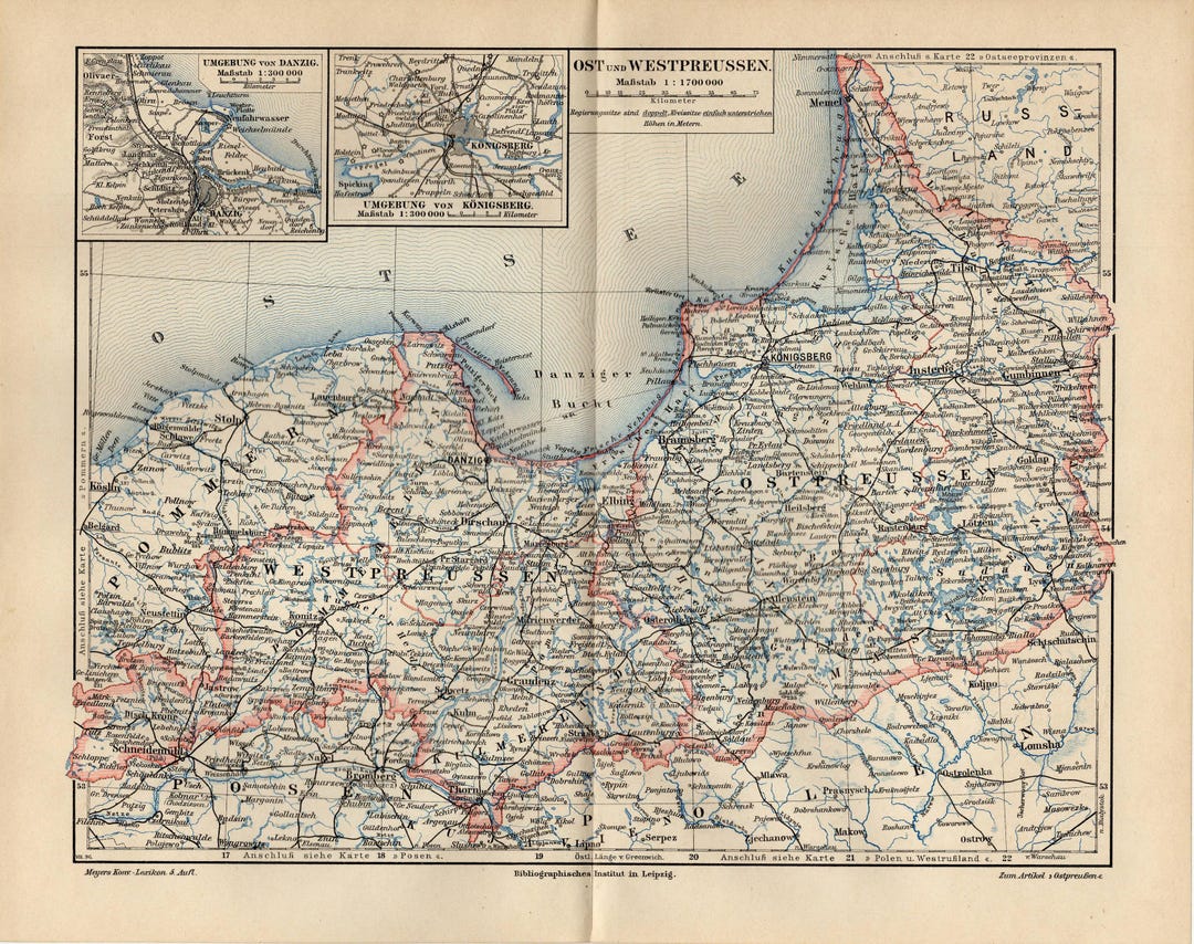PRUSSIA MAP East and West Prussia Antique Map From 1897 - Etsy
