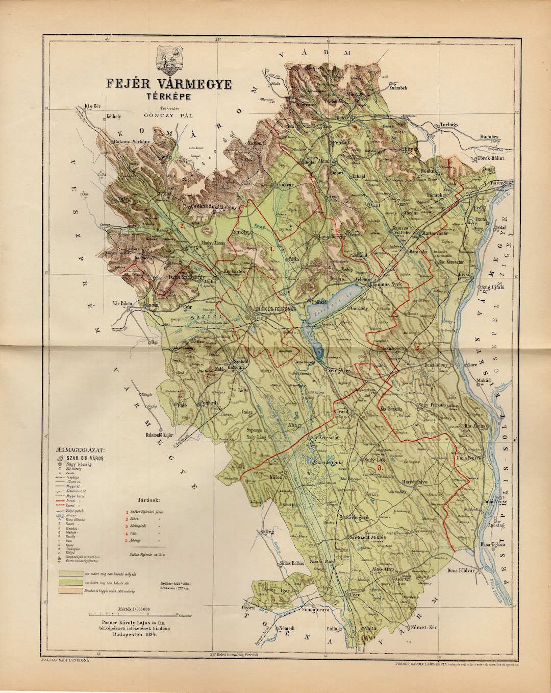 FEJÉR COUNTY MAP Kingdom of Hungary From 1894 - Etsy