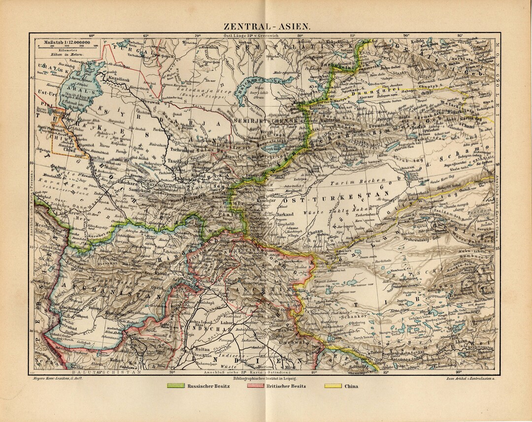 INNER ASIA MAP Central Asia Antique Map From 1897 - Etsy