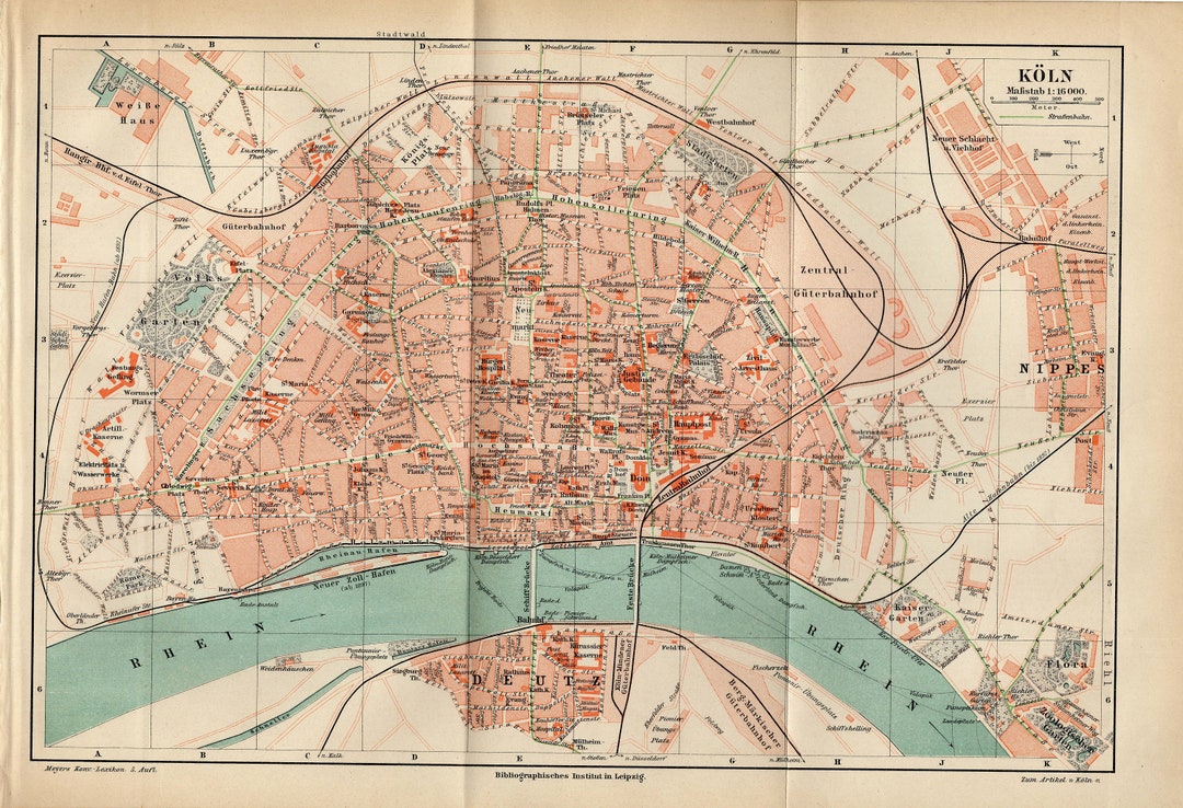 COLOGNE GERMANY MAP Antique Map From 1897 - Etsy