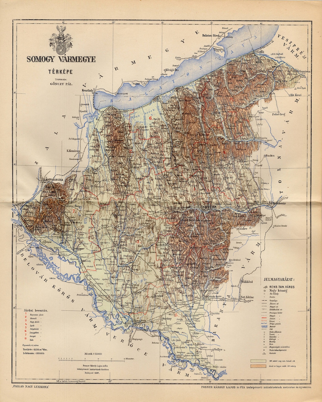 SOMOGY COUNTY MAP Kingdom of Hungary From 1897 - Etsy
