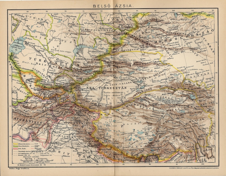 INNER ASIA MAP Central Asia Antique Map From 1893 - Etsy