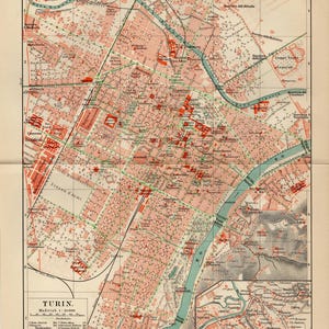 TURIN ITALY MAP Antique City Map From 1909 - Etsy