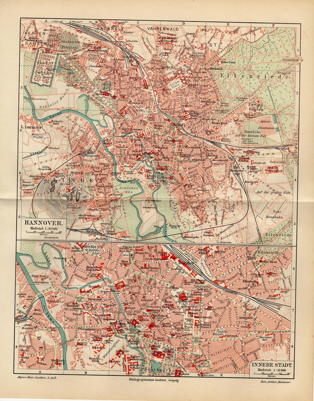 HANOVER GERMANY MAP Antique Map From 1908 - Etsy
