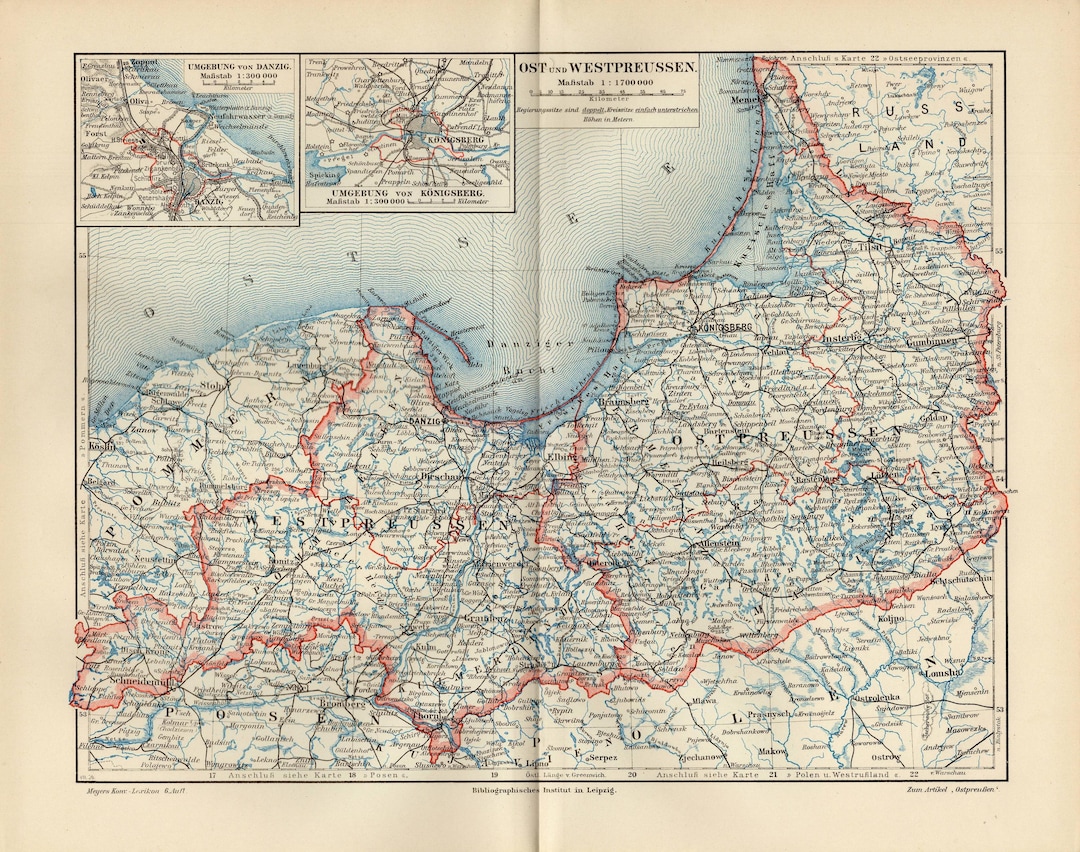 PRUSSIA MAP East and West Prussia Antique Map From 1906 - Etsy