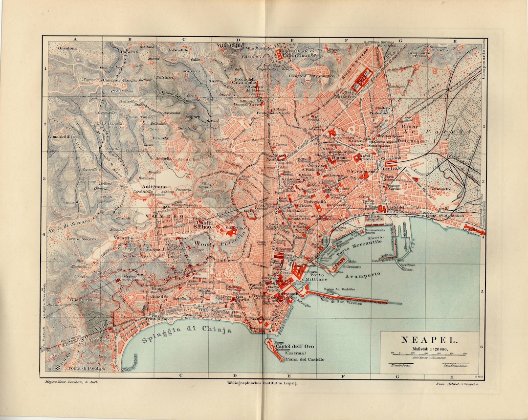 NAPLES ITALY MAP Antique Map From 1907 - Etsy