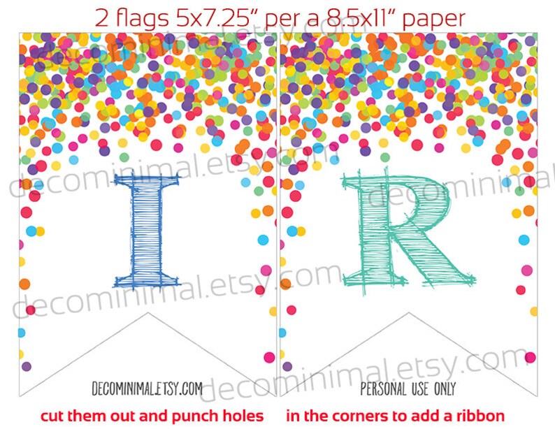 HAPPY BIRTHDAY Banner Confetti Banner Digital Birthday - Etsy