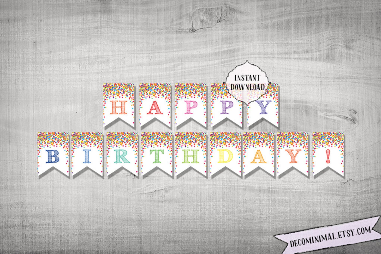 HAPPY BIRTHDAY Banner Confetti Banner Digital Birthday - Etsy