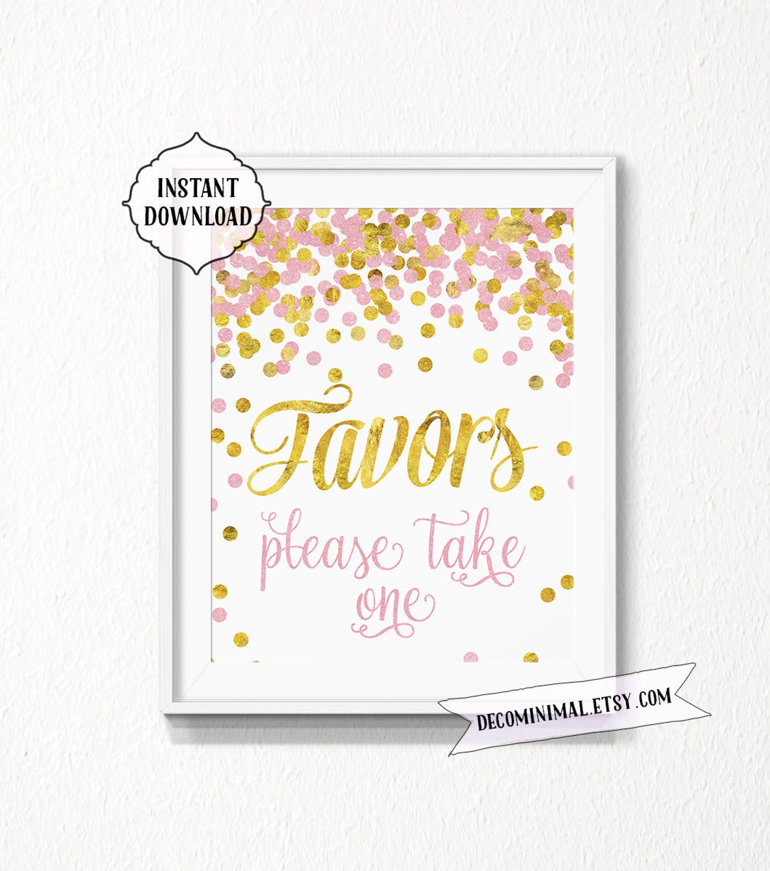 Favors Sign Favor Sign 11x14 8x10 Gold Pink INSTANT | Etsy