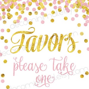 Favors Sign Favor Sign 11x14 8x10 Gold Pink INSTANT | Etsy