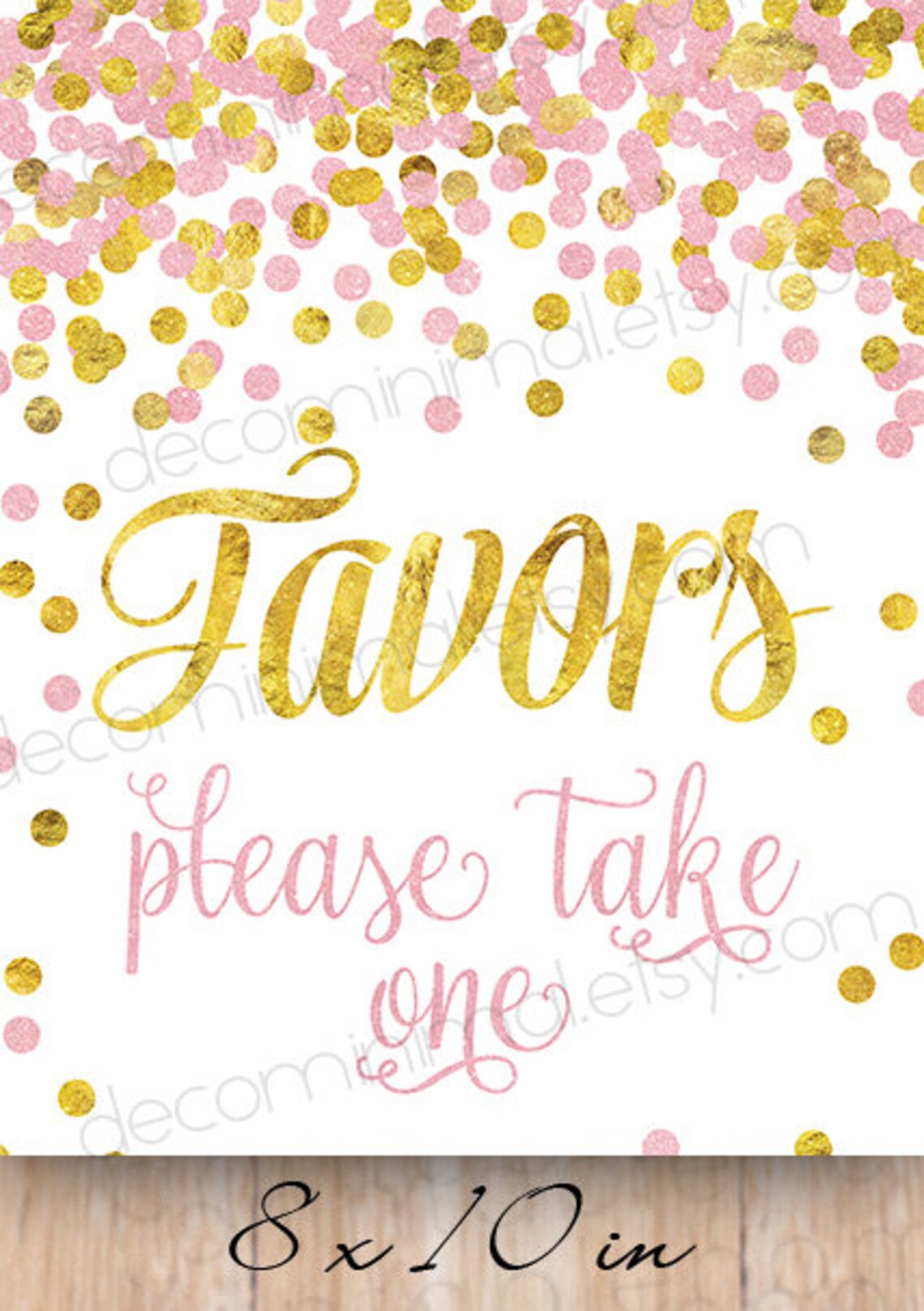 Favors Sign Favor Sign 11x14 8x10 Gold Pink INSTANT | Etsy