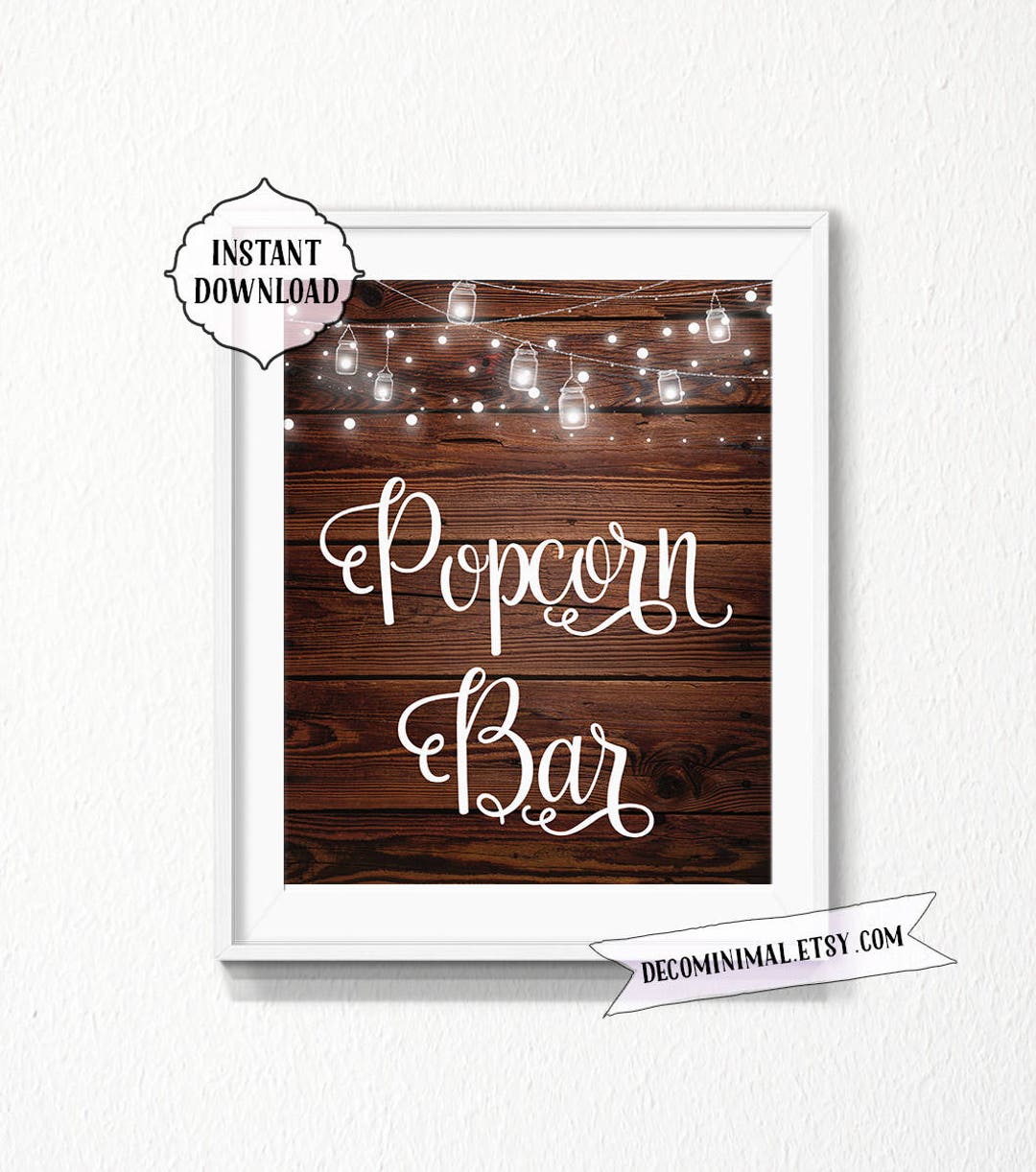 Popcorn Bar, Popcorn Sign, 11x14, 8x10, Lights, INSTANT Download ...