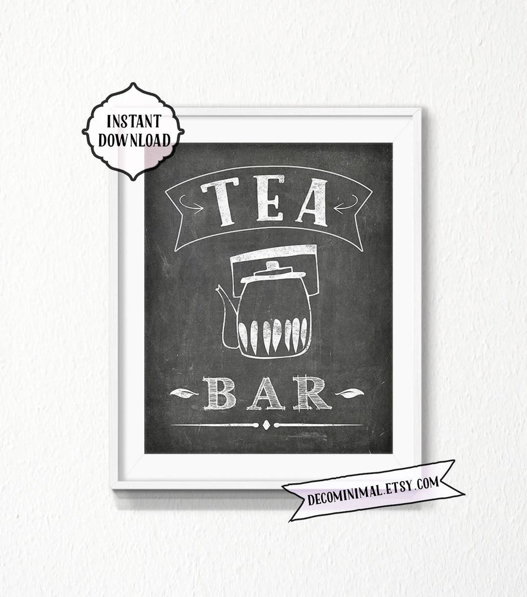 Tea Bar Sign, 11x14, 8x10, Chalkboard, Kitchen, Printable, Digital ...