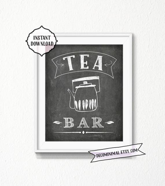 Tea Bar Sign 11x14 8x10 Chalkboard Kitchen Printable | Etsy