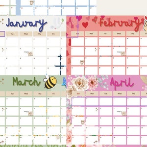 2024-2025 Customizable Calendar Template | Planner | Editable Digital ...