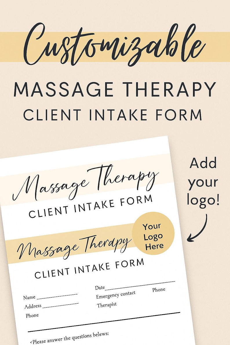 Massage Therapy Client Intake Form - Etsy