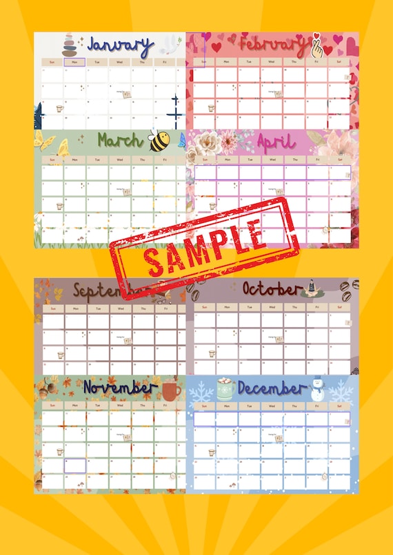 Customizable Printable Calendar
