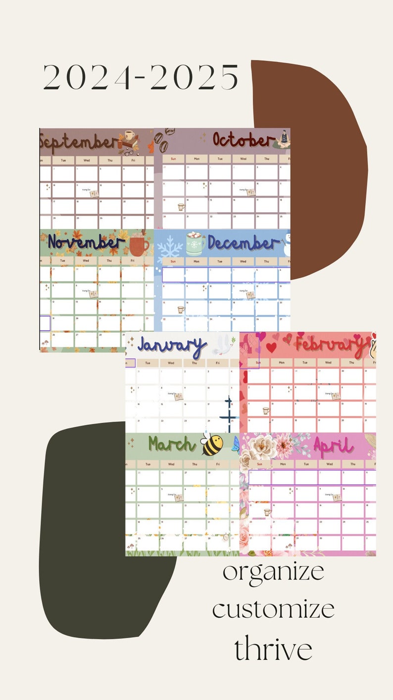 2024-2025 Customizable Calendar Template | Planner | Editable Digital ...
