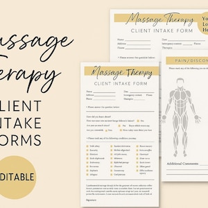 Massage Therapy Client Intake Form - Etsy