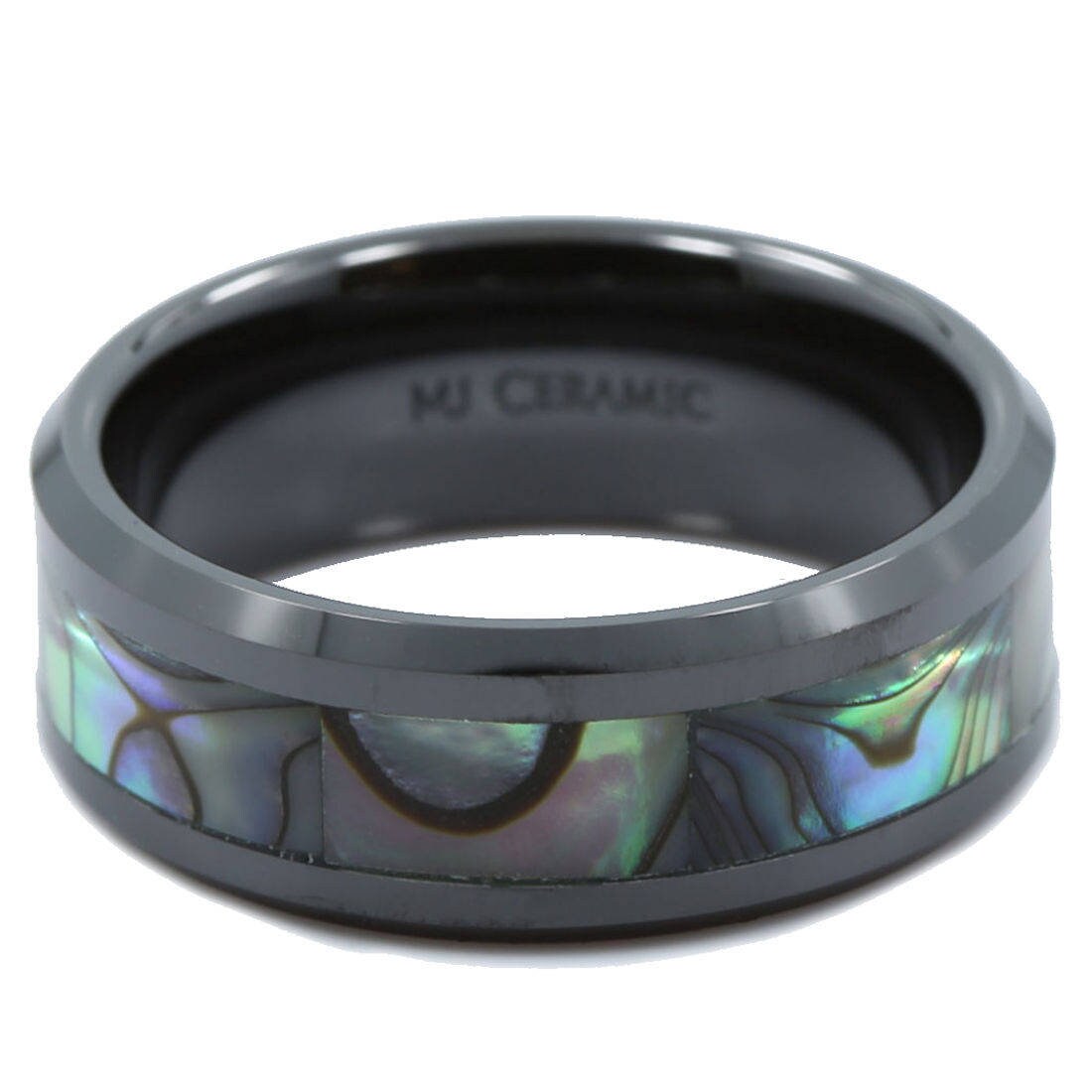 8MM Black Ceramic Abalone Inlay Wedding Band Ring | Etsy