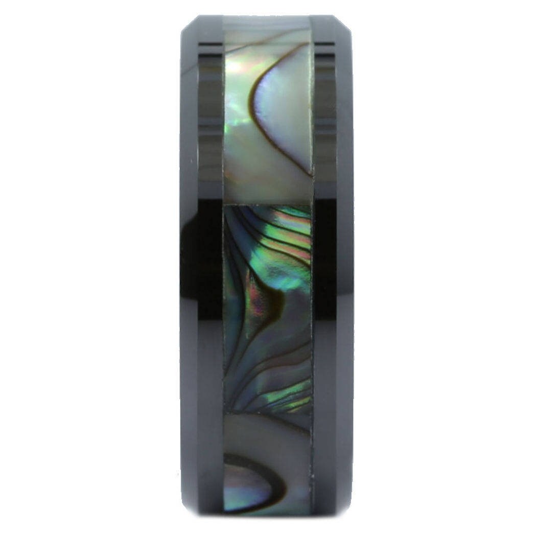 8MM Black Ceramic Abalone Inlay Wedding Band Ring | Etsy