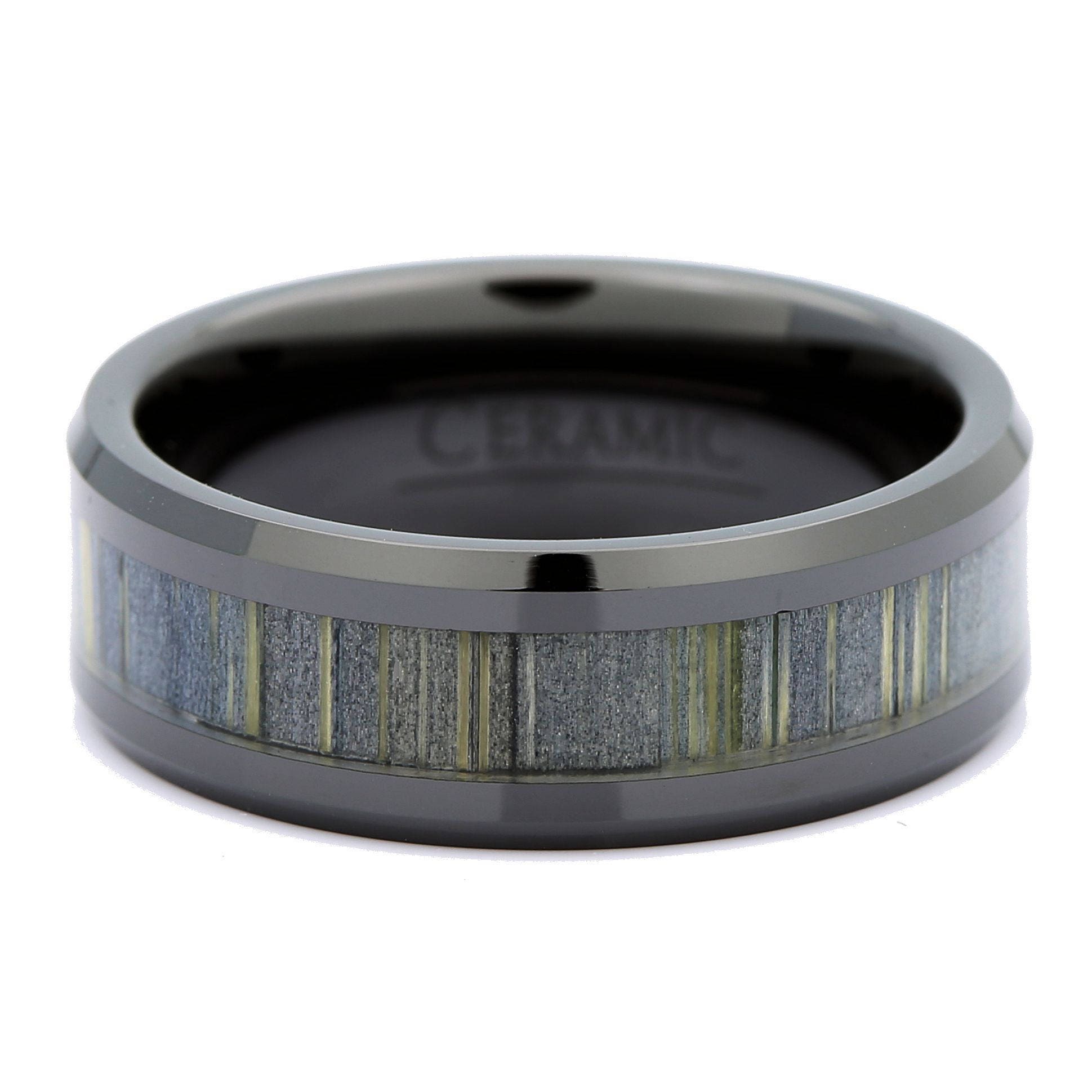 8mm Black Ceramic Ring Inlay Made From Zebra Wood. Wedding - Etsy