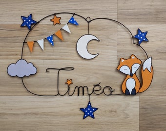 Prénom fil de fer personnalisable, Emma avec coeur, prénom enfant, décoration murale chambre d ...