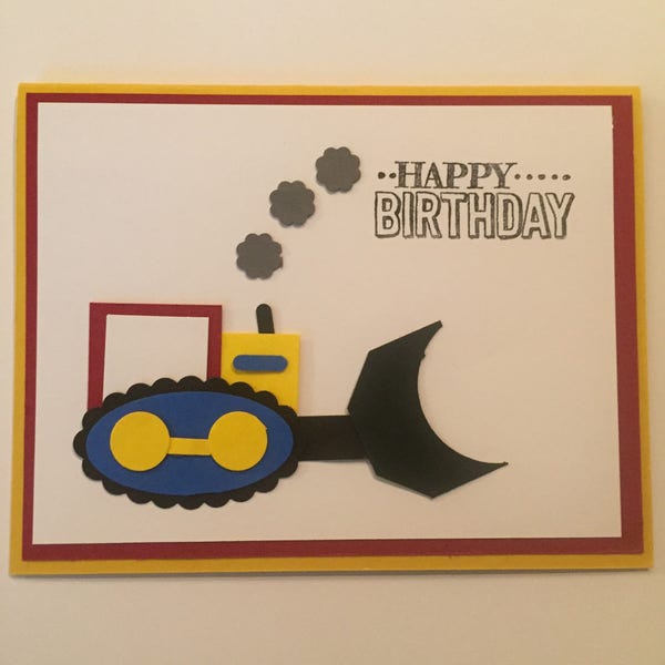 Bulldozer Birthday Card - Etsy