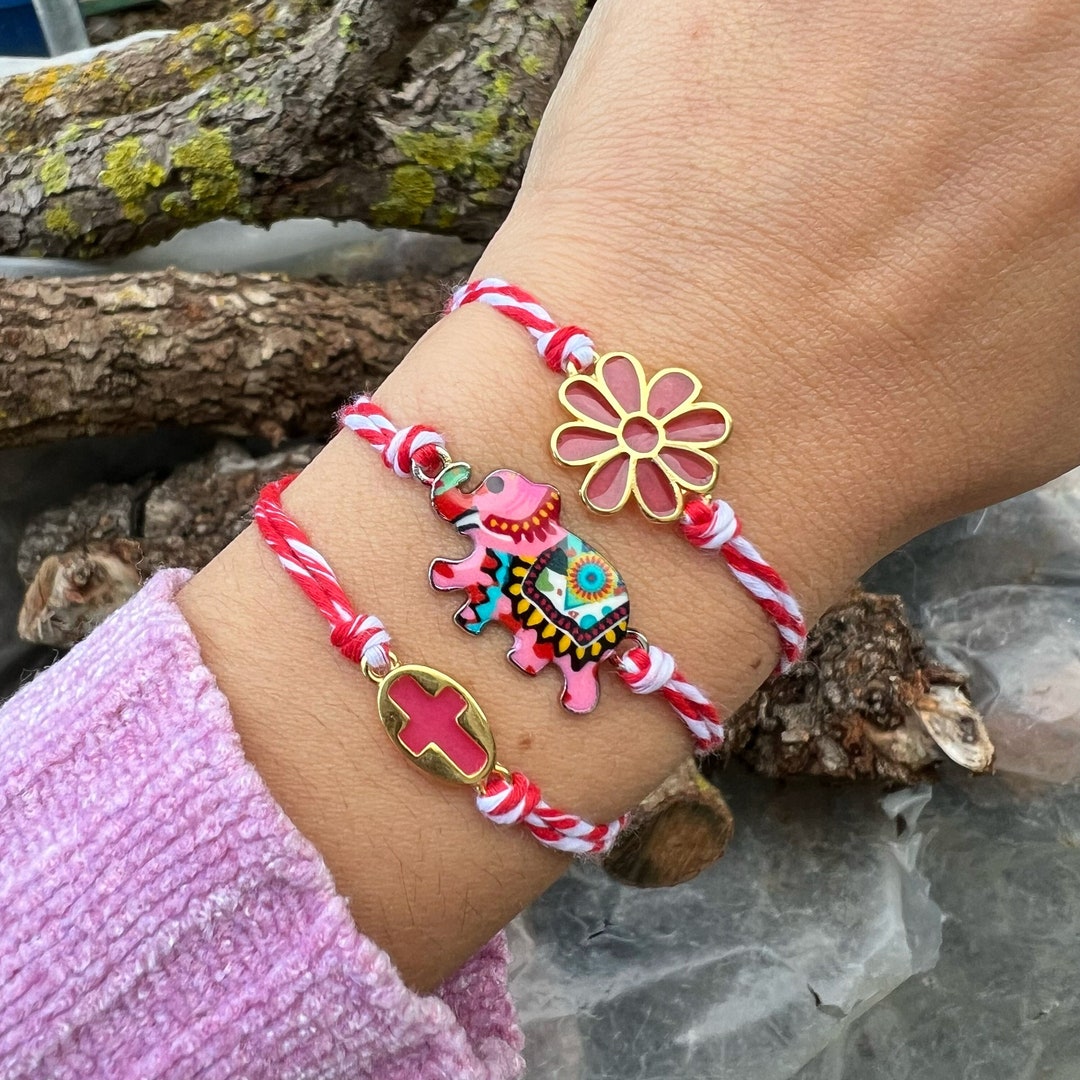 Greek Martis Bracelet: Red & White Cord, March Bracelets, Martakia ...