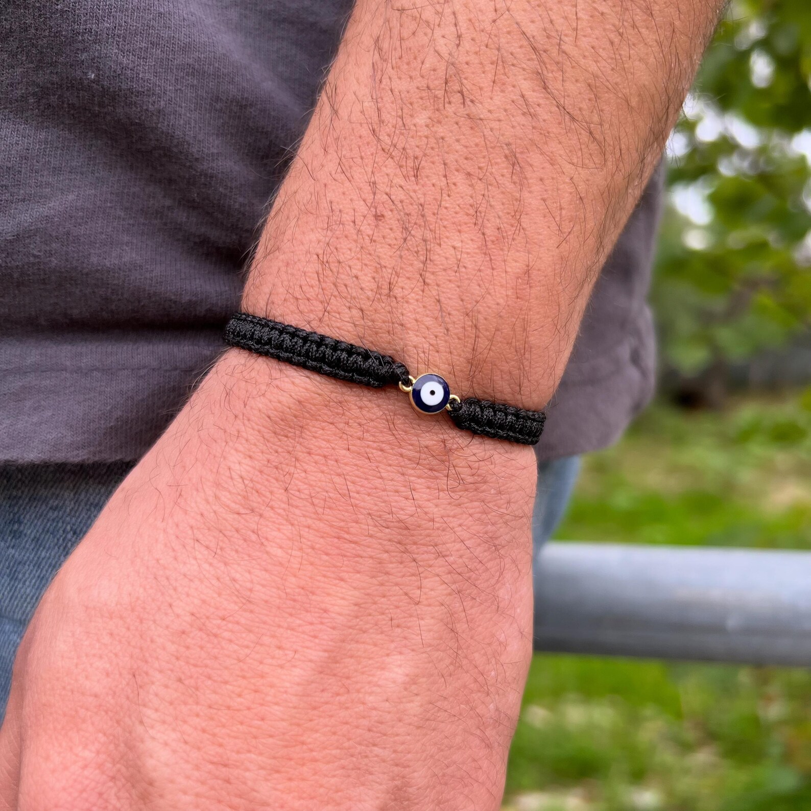 Men's Evil Eye Macrame Bracelet: Greek Protection Jewelry, Religious ...