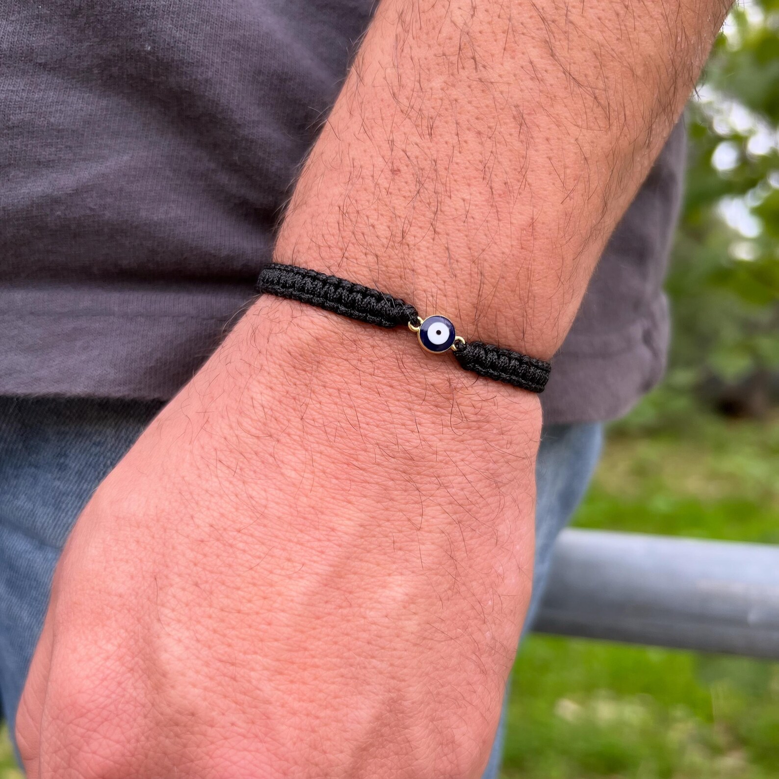 Men's Evil Eye Macrame Bracelet: Greek Protection Jewelry, Religious ...