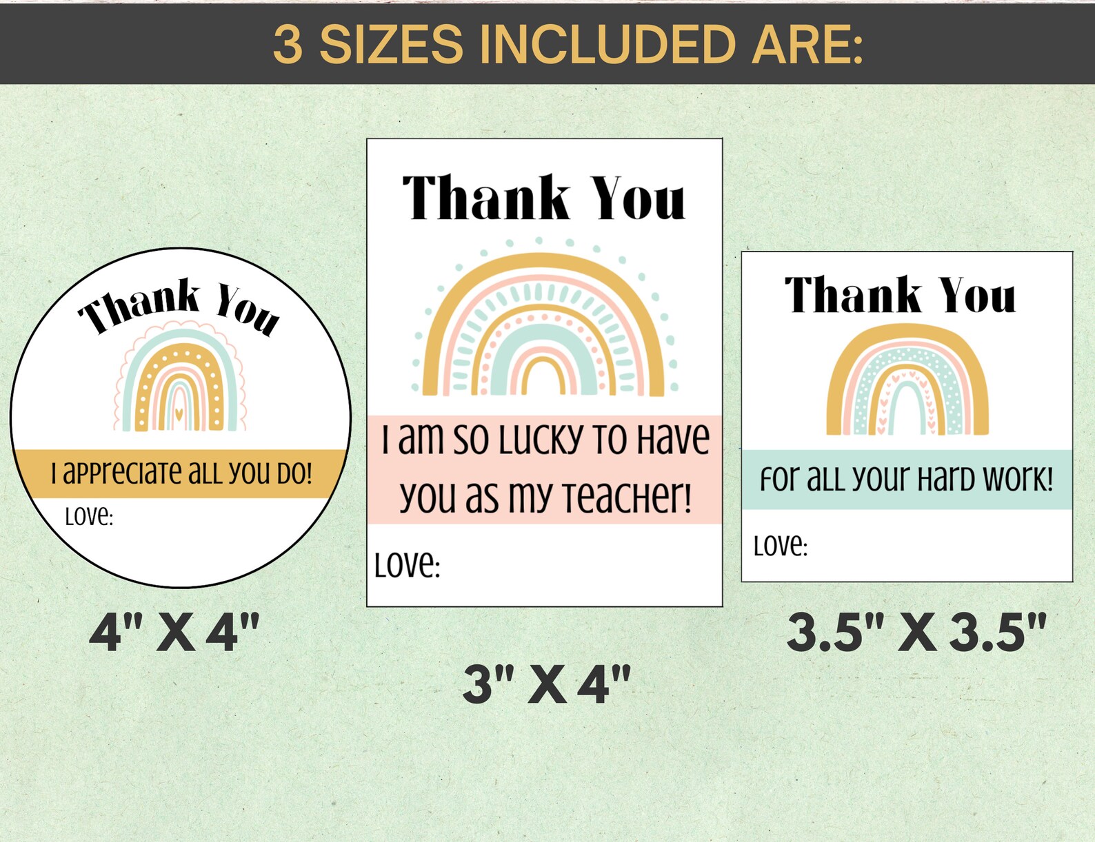 Rainbow Thank You Gift Tags | Teacher Appreciation Gift Tags | Thank ...
