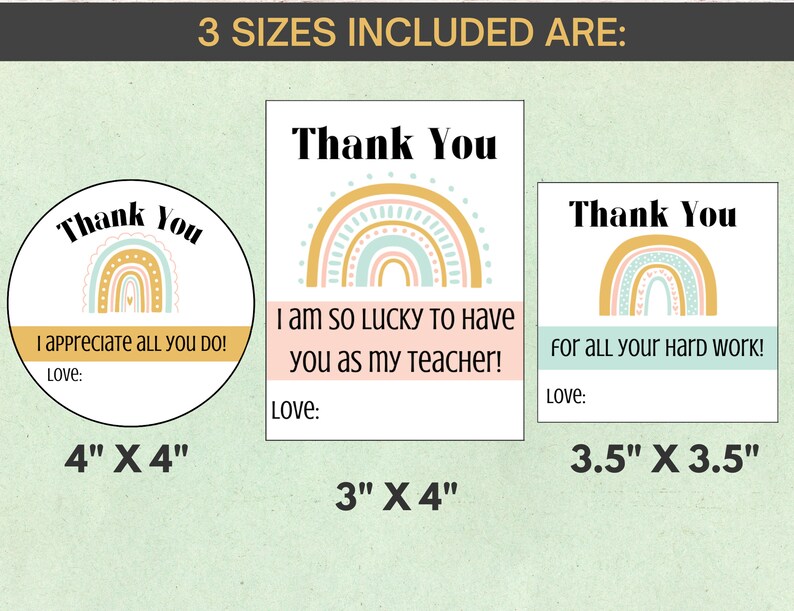 Rainbow Thank You Gift Tags | Teacher Appreciation Gift Tags | Thank ...
