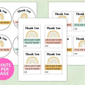 Rainbow Thank You Gift Tags | Teacher Appreciation Gift Tags | Thank ...