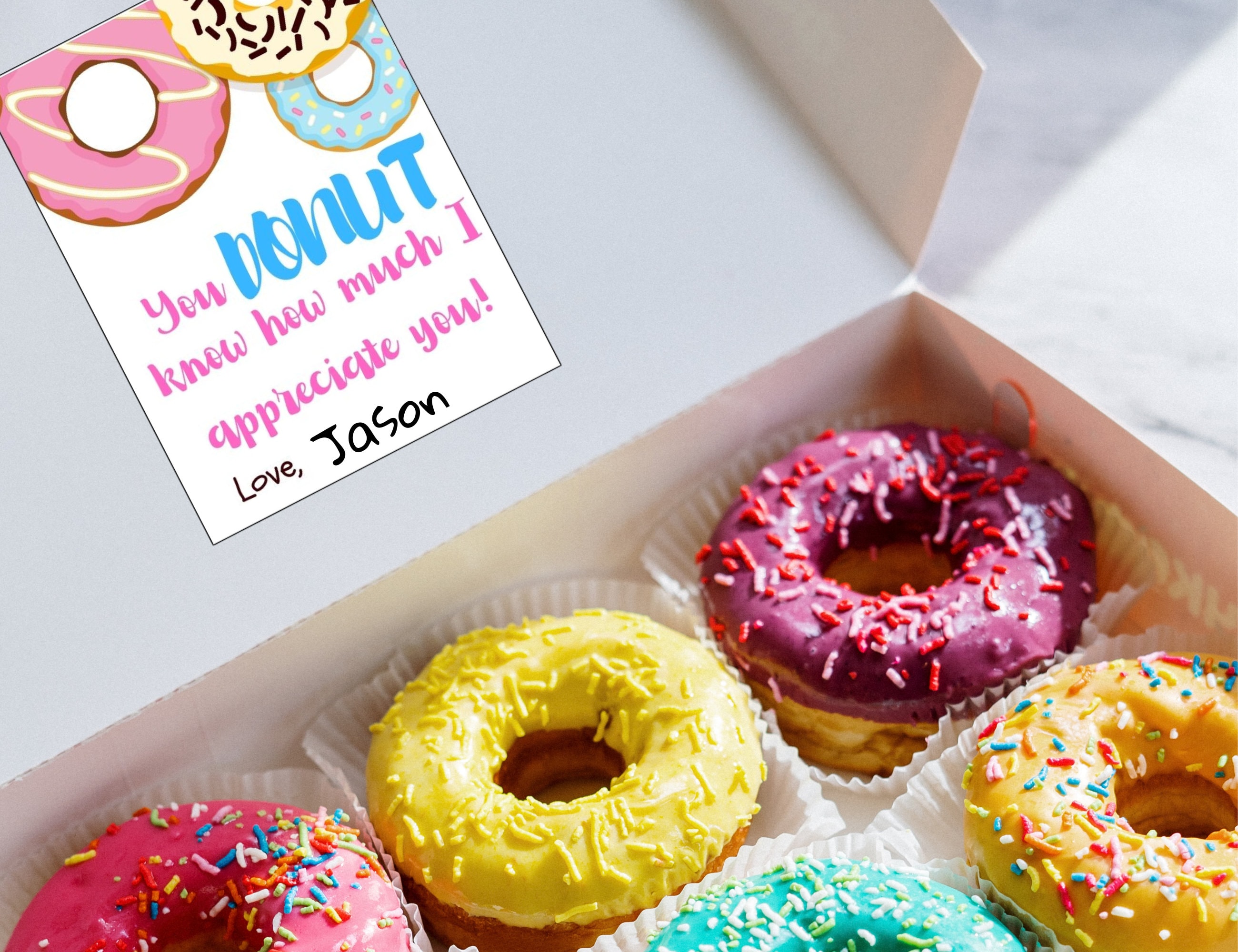 Teacher Appreciation Gift Tag Printable Gift Tag Donut Gift Tag Teacher ...