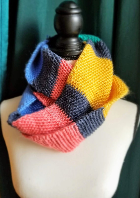 Color Block Crochet Infinity Scarf | Etsy