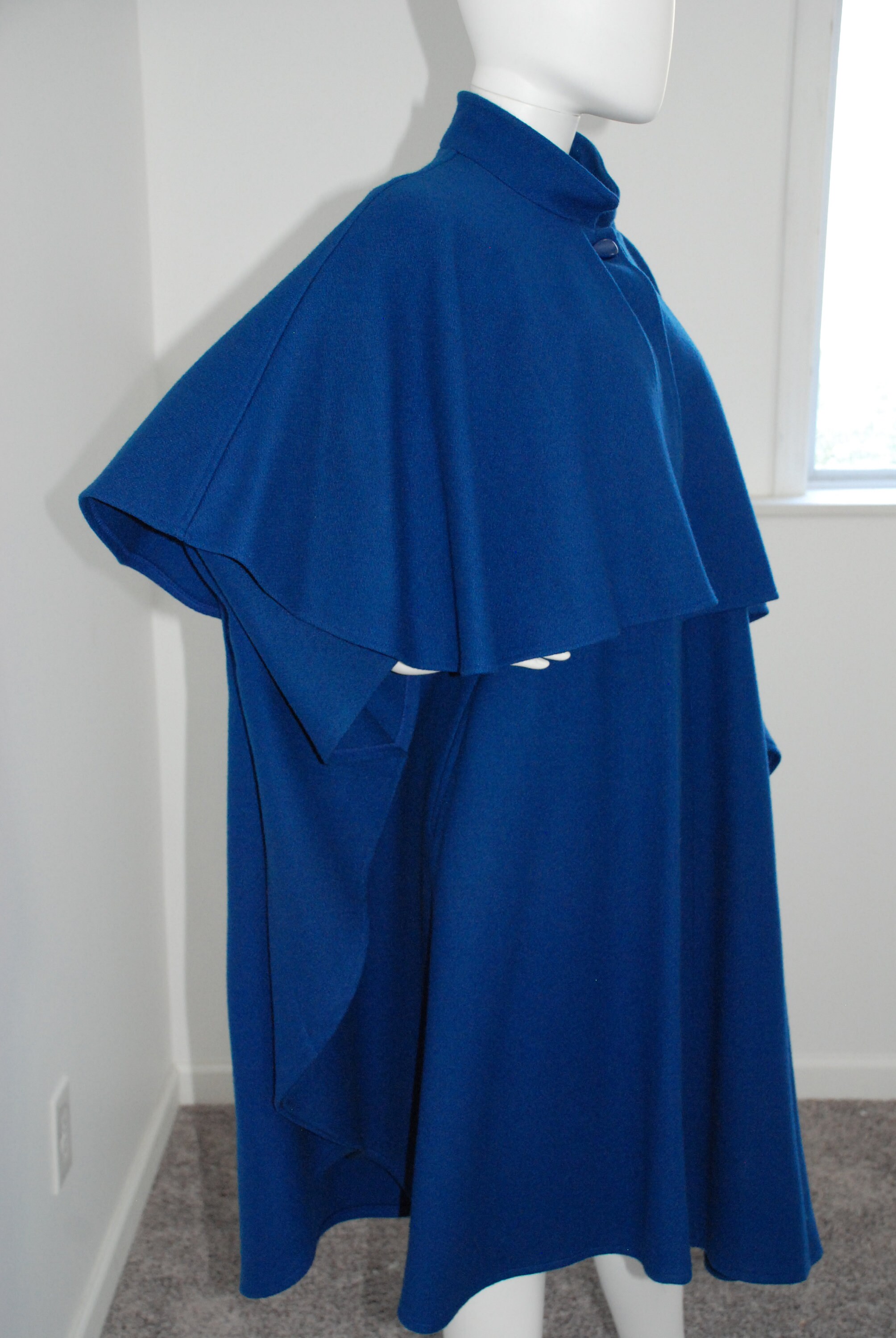 60's Vintage Coat, Dani Colby Cape Jacket, Layered, Made in USA, Royal ...
