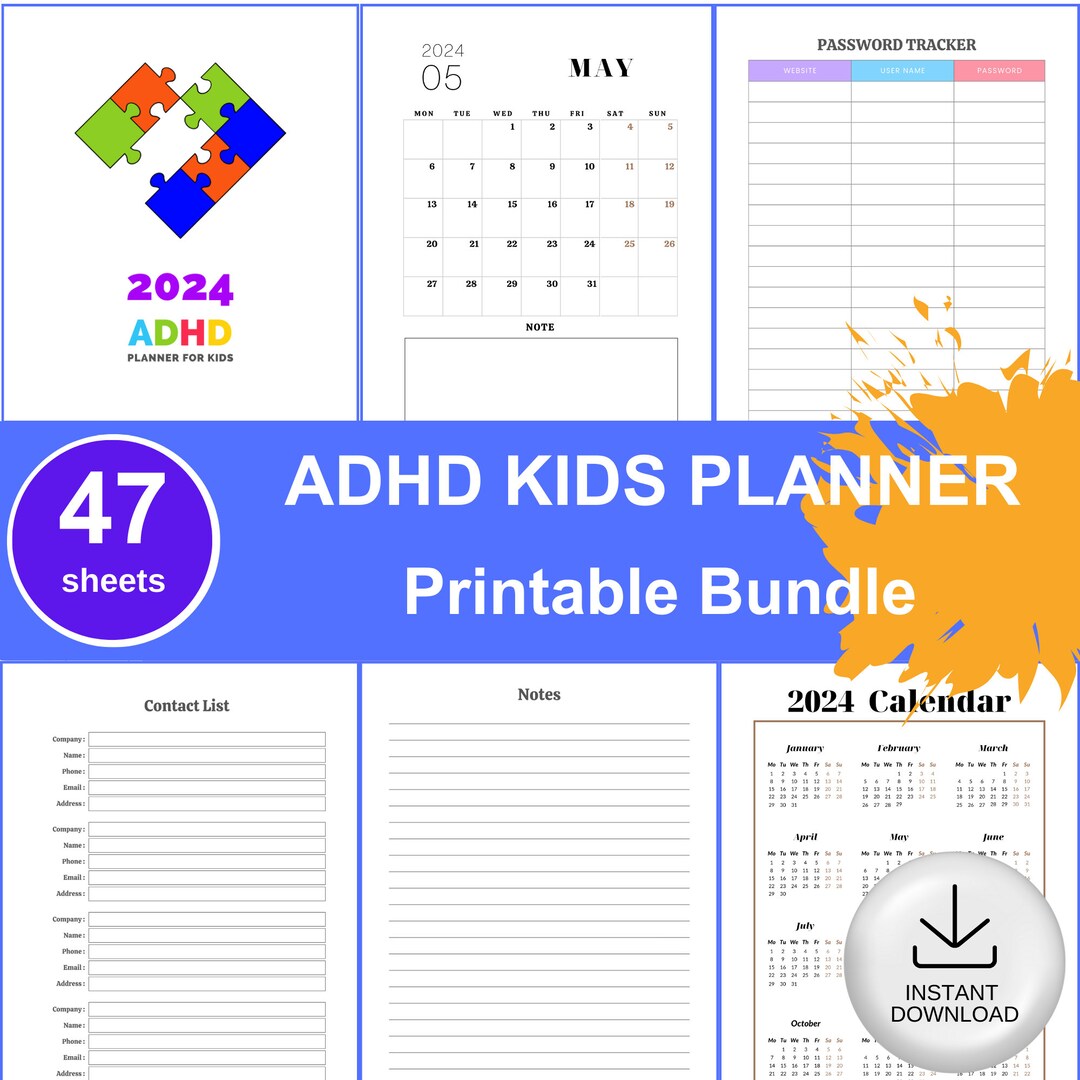 ADHD Planner Printable Planner for Kids ADHD Kids Planner Gift for ADHD ...