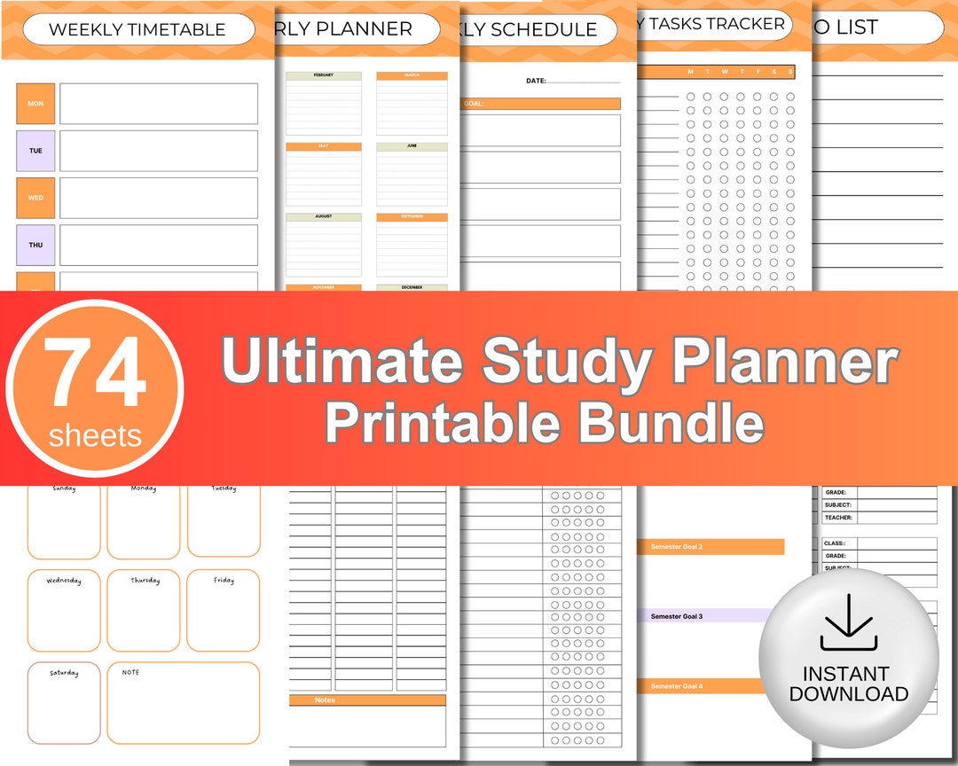 Ultimate Printable Study Planner Digital Study Planner A4 - Etsy