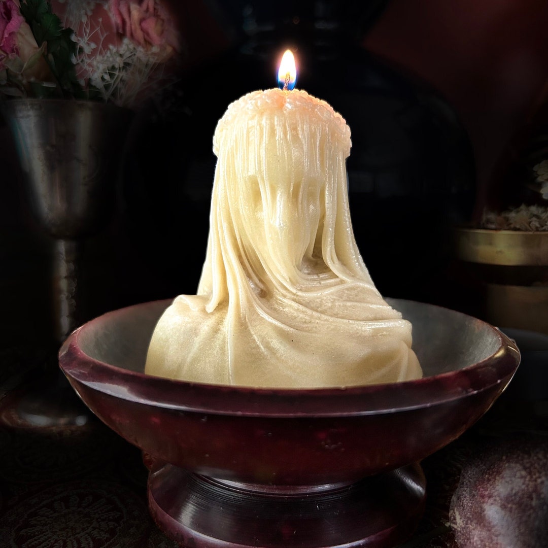 Veiled Lady Beeswax Candle | Clean Burning | Hand-poured | Unique ...