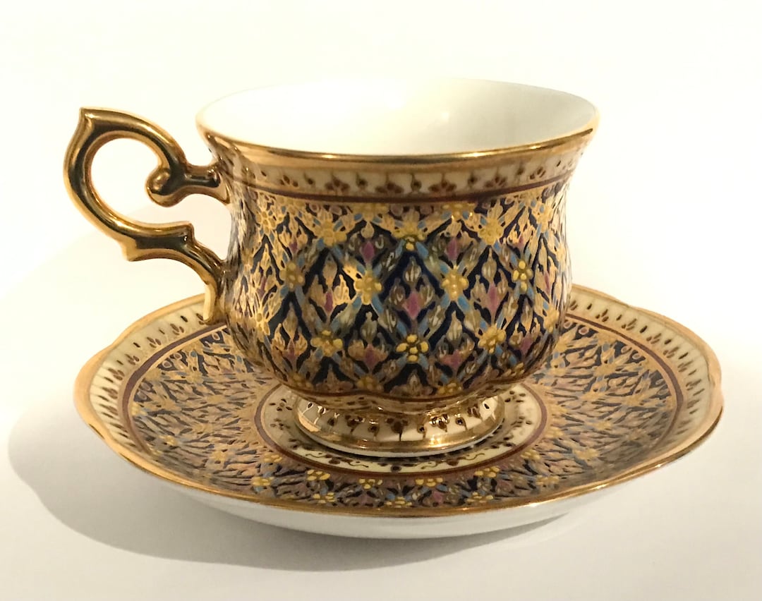 Benjarong Cup With Plate & Gold - Full Paint/7 Color Made in Thailand ...