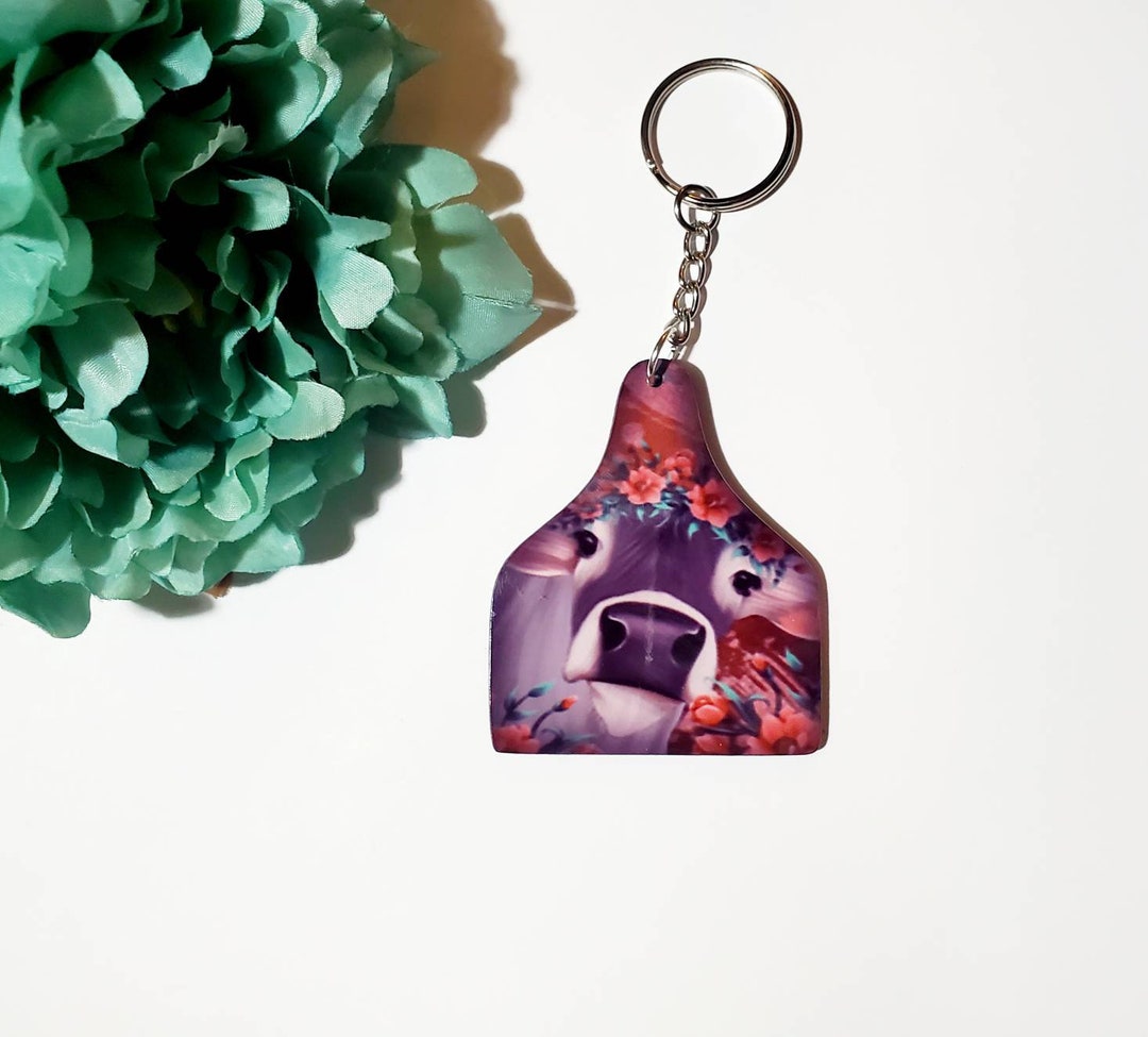 Cow Tag Keychain Cow Tag Cow Cute Cow Keychain Cows Cow - Etsy