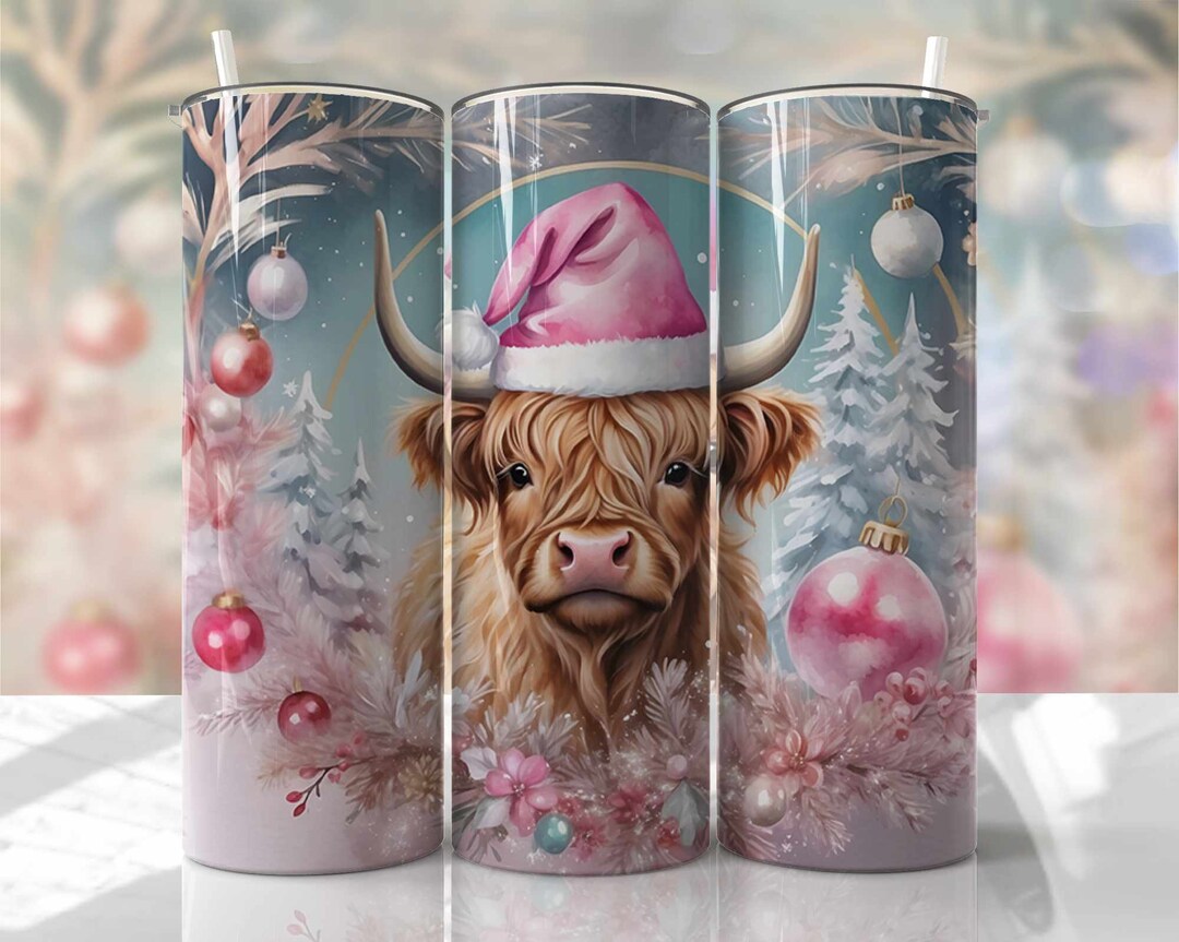 Cute Winter Cow Cup, Winter Wonderland Cow, Pink Christmas Cow ...