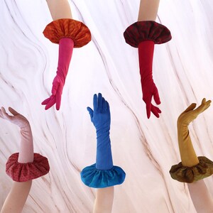 Long Gloves With Silk Ruffle - Etsy
