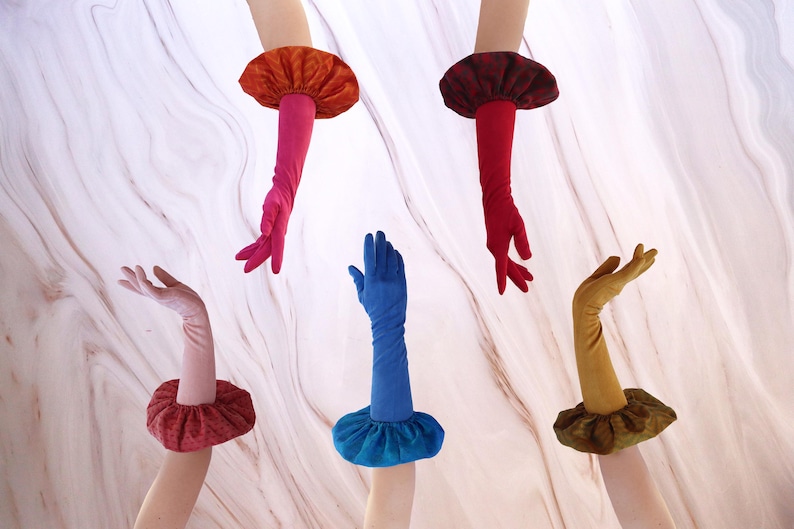 Long Gloves With Silk Ruffle - Etsy