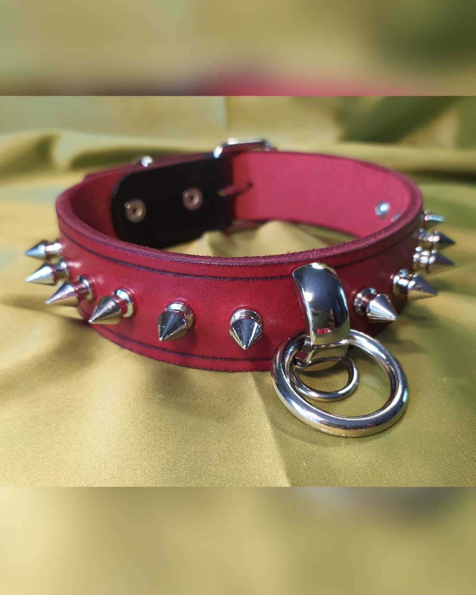 Leather Spiked Collar Bdsm Collar Leather Collar Human Etsy