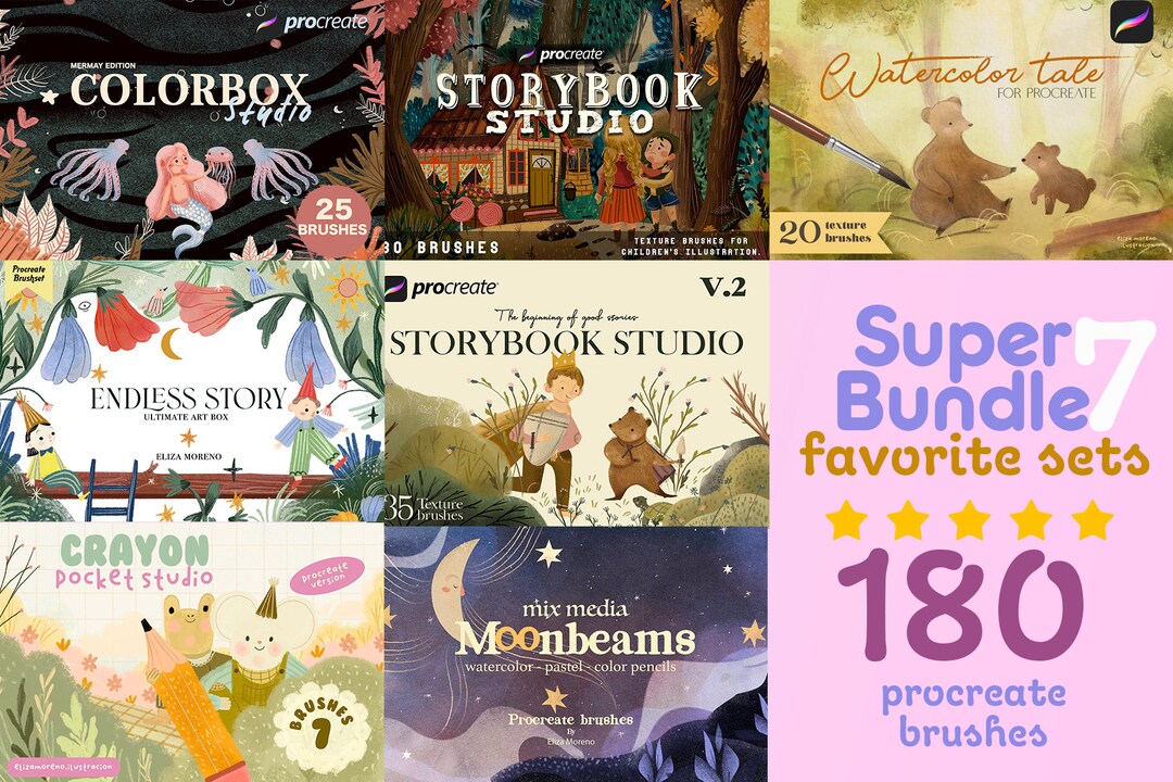 Super Bundle Procreate Brushes 7 of My Favorite Sets in One, 180 ...